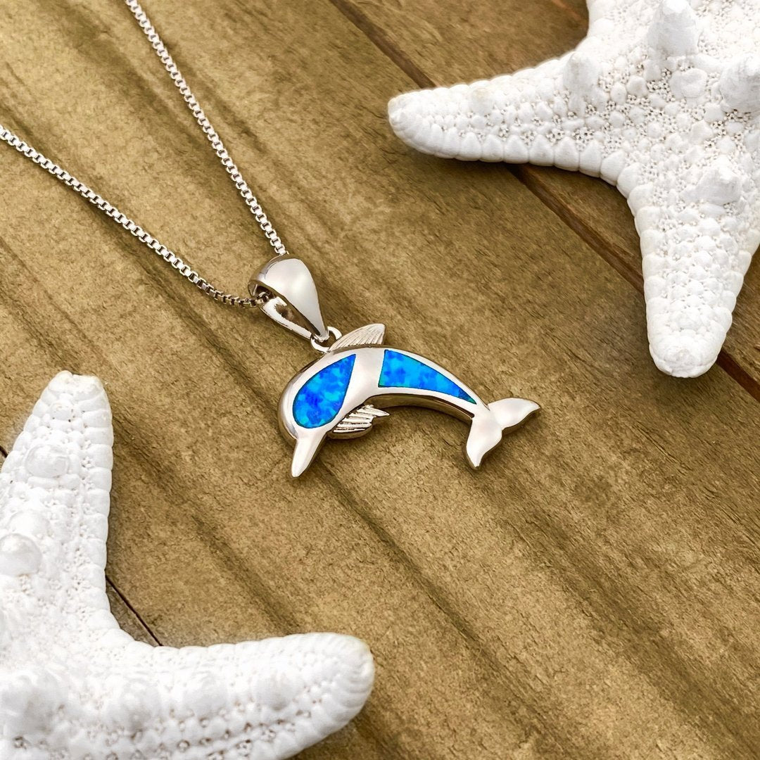 Delfin-Halskette aus Opal und Silber – Evas Schmuck